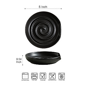 LYEOBOH Spoon Rest Ceramic Spoon Holder, Kitchen Spoon Rest for Stove Top, Cute Spatula Holder Spiral Ladles Rest for Coffee Spoon, Tongs, Christmas Thanksgiving Mother's Day Gifts, Matte Black