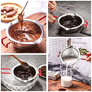 2 Pack Stainless Steel Double Boiler Pot Chocolate Melting Pot Soap Candle Candy Making Tool Kit Wax Melting Heat Proof Bowl for Melting Chocolate, Butter, Cheese, Caramel, Candy, Candle, Wax