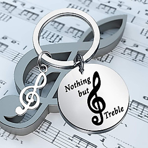 BEKECH Music Keychain Music Lover Gifts Nothing But Treble Keychain with Music Note Charm G Clef Note Musical Jewelry Gift for Musicians Music Teachers Students (silver)