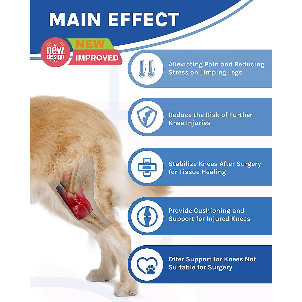 MerryMilo dog knee brace for torn acl hind leg -Upgraded Anti-Slip, Support for Cruciate Ligament Injury, Arthritis, Joint Pain, Muscle Sore, CCL Brace(Size: S, Left Leg)