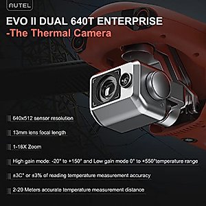 Autel Robotics EVO II Dual 640T Enterprise Bundle, 640*512@30fps Thermal Imaging Sensor＆8K Visual Camera, 10+ Multiple Temperature Measurement Modes, 720° No Blind Spot, 42Mins Flight Time, ADS-B Receiver&Data Encryption, F-ree Thermal Analysis Tool, 1-1