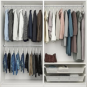 Closet Rod for Hanging Clothes,31 to 46 Inch Adjustable Heavy Duty White Tension Rod for Wardrobes, Laundry Room, Shoe Cabinets