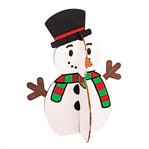 Baker Ross AT158 Wooden Stand-up 3D Snowmen - Pack of 6, Christmas Arts and Crafts