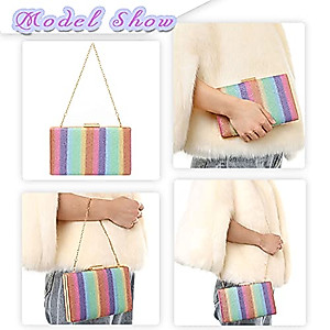 ELABEST Rainbow Evening Clutch Bag Chic Handbag Money Purses Sparkly Sequin Crossbody Shoulder Cocktail Party Bags (Colorful)