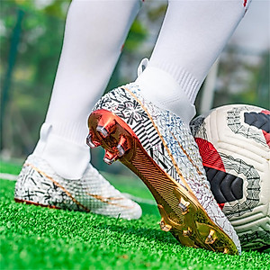 KAEAEILSS Men's Women's Soccer Shoes Boys Gold-Soled Spikes Football Shoes Student Grass Training Shoes Outdoor Football Boots Unisex