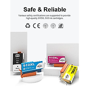 INK4U Compatible 910 Ink Cartridges Replacement for HP 910XL Ink Cartridges Combo Pack to Work with HP OfficeJet Pro 8025 8035 8020 8030 8028 OfficeJet 8022 8018 8015 8010 Printer (1B1C1M1Y, 4-Pack)