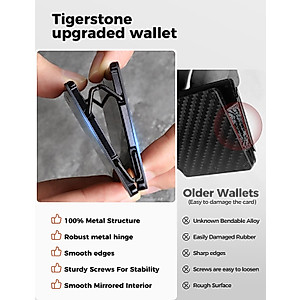 TIGERSTONE Slim Wallet For Men, Minimalist Wallet, Metal RFID Blocking, Credit Card Holder, Holds 12 Card, Aluminum Wallet With Money Clip, Gifts for Men & Women (Carbon)