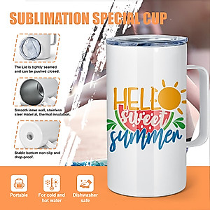 AGH 4 Pack 20 oz Sublimation Tumblers with Handle, Double Wall Stainless Steel Vacuum Insulation Cup with Metal Straw and Splash-Proof Sliding Lid, Travel Coffee Mugs for Hot & Cold Drinks