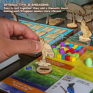 Bird Action Tokens Set of 100 PCS Laser Cut Plywood Markers, 25 Unique Bird Types Upgraded Game Accessories for Wingspan