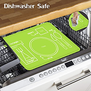 DGitaor Montesorri Placemat for Kids, Toddler Silicone Placemat for Dining Table, Non-Slip Baby Placemat, Dishwasher Safe, Wathet&Green