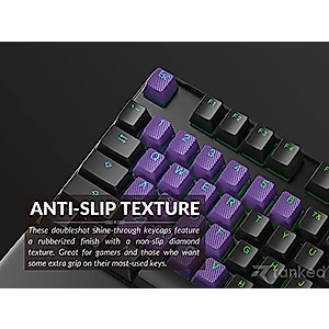 Ranked Rubber Keycap Set | Double Shot Translucent | OEM Profile for Mechanical Gaming Keyboard (Dark Purple, 23 Keys)