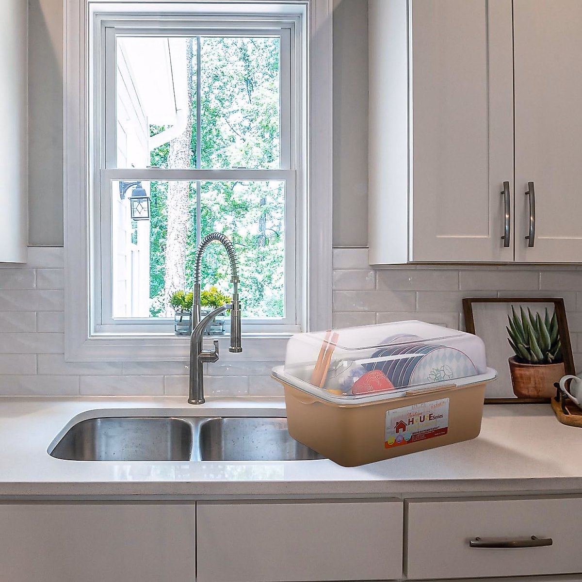 Hemoton Kitchen Drain Rack Dish Drying Rack Dish Drainer Bowl Drying Rack Chopsticks Holder Dishes Organizer Tableware Holder with Lid Cover for Restaurant Kitchen Home