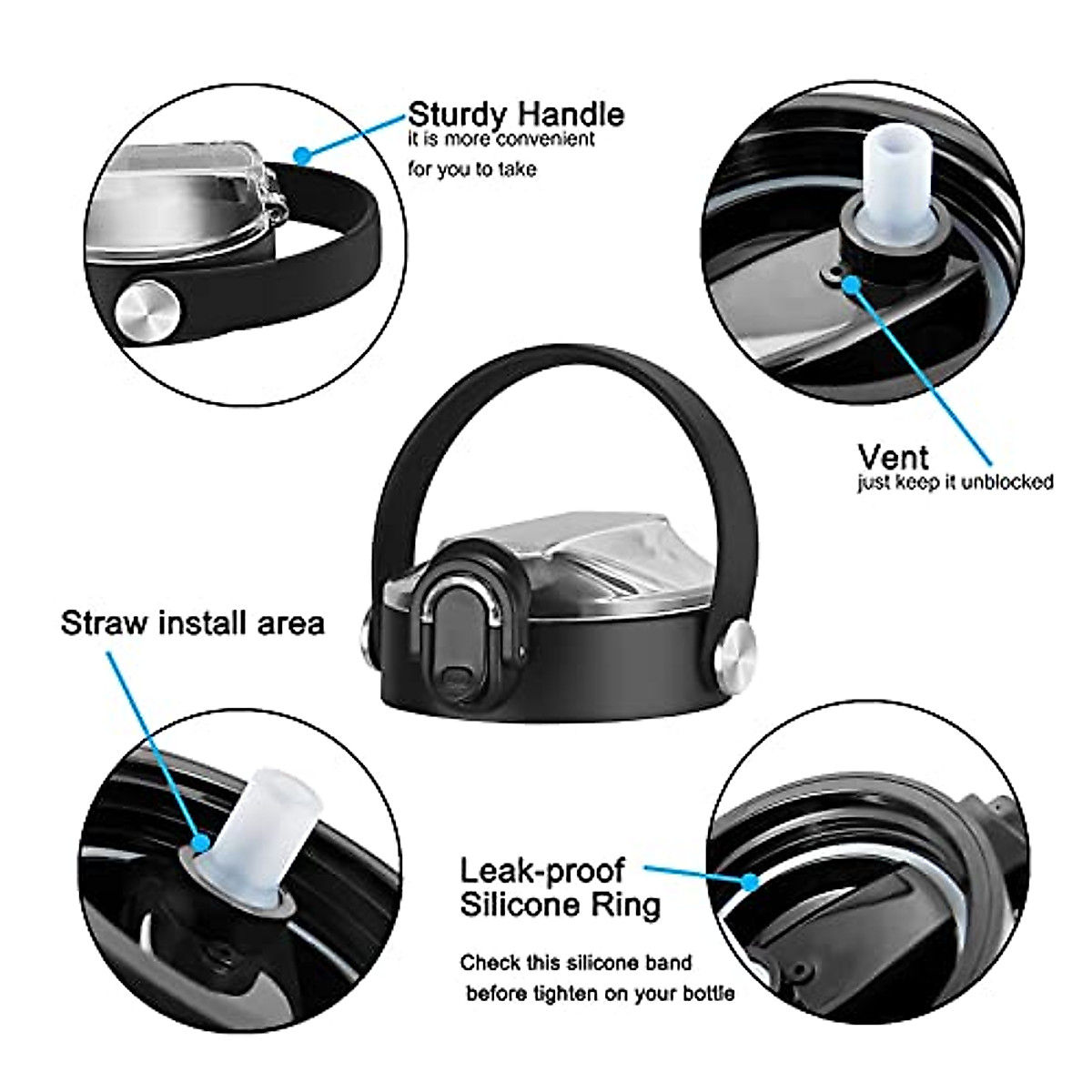 SENDESTAR Stainless Steel Water Bottle-12oz, 24oz, 40oz or 64oz with New Straw Lid or Spout Lid Keeps Liquids Hot or Cold with Double Wall Vacuum Insulated Bottle with Flexible Dust-proof Straw Lid