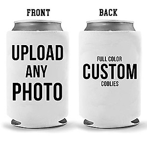Cool Coast Products | Personalized Custom Can Cooler | Upload ANY Photo Full Color | Funny Novelty Can Coolie Huggie | Beverage Holder | Craft Beer Engagement Wedding Gifts | Insulated (2 Pack)