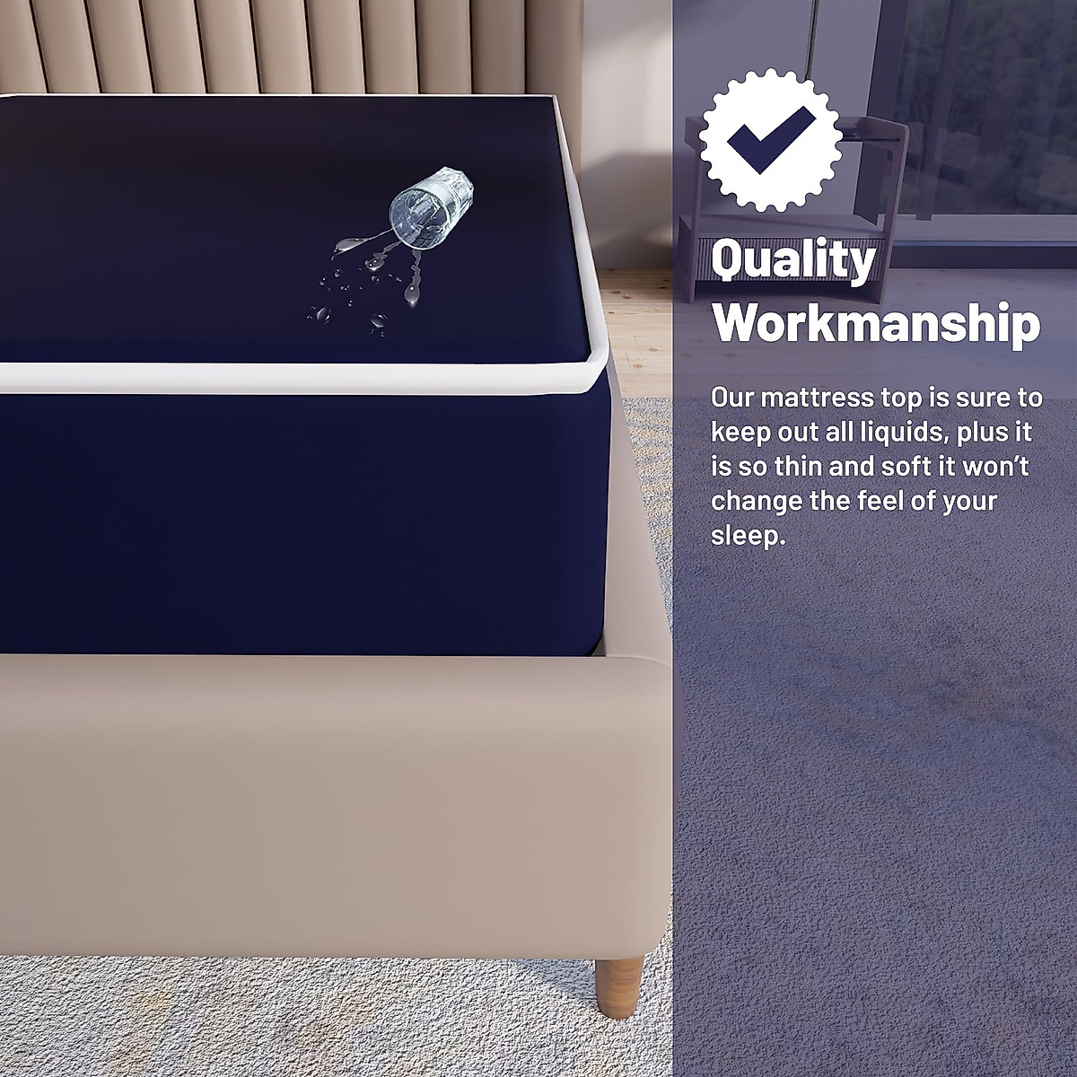 Treaton, 7-Inch Medium Firm Water Resistance Nylon Vinyl Dual Sided Mattress, Noiseless, Soft Cloud Feeling, Body Heat Reflection, Good for Hospital and Camp, Twin XL, Blue