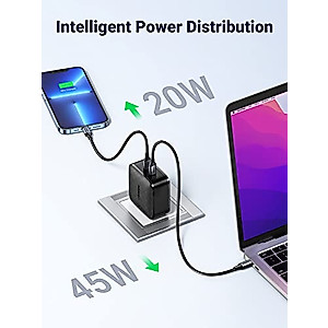 UGREEN 66w USB C Charger, 2 Ports Foldable Wall Charger, PD 65W Charger Power Adapter Compatible with MacBook, Dell/HP Laptops, iPad, iPhone 14, Galaxy S22/S21, Steam Deck, and More
