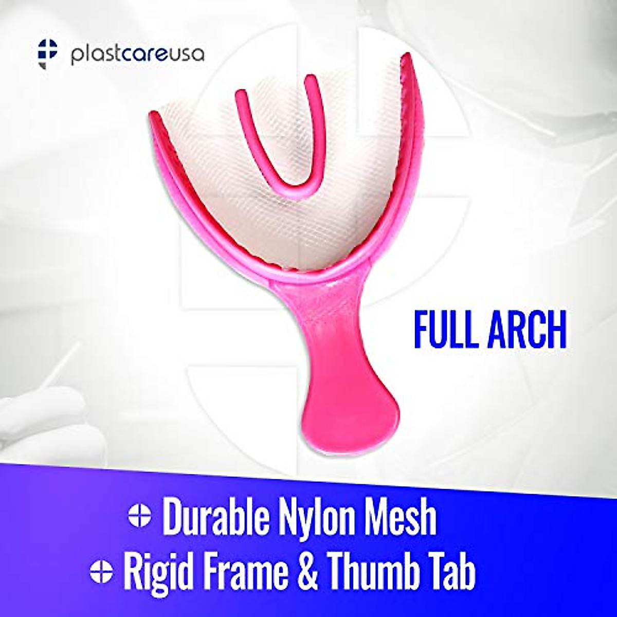 30 Full Arch Pink Disposable Dental Bite Registration Trays for Teeth Molds, 1 Box of 30 Bite Impression Trays