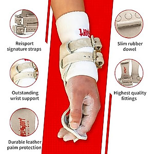 Reisport Double Buckle High Bar Gymnastics Grips for Men - Durable Leather Straps for Secure Grip - Hand Grips for Gymnastics Bars Men & Boys - Gymnastics Equipment & Accessories for Advanced Gymnasts, Made In USA - Medium