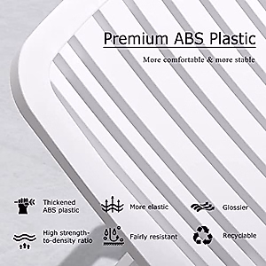 PURPLE LEAF Outdoor Pool Chaise Lounge Plastic Chair Set of 3 Patio Adjustable Lay Flat Recliners Tanning Lounger Chairs with Table for in-Pool Sunbathing Beach Lawn Poolside, White