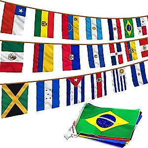 Anley Latin America 23 Countries String Flags - Assorted Latino Flag Banners for Heritage Hispanic Month International Events Conference Party Decoration Sports Bars - 32 Ft 23 Flags