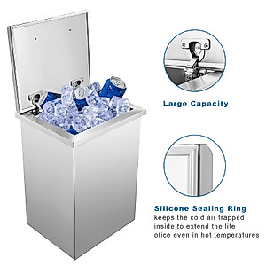 ETE ETMATE Outdoor Drop in Ice Chest W14'' D12'' H20'' Ice Chest Built-in Stainless Steel ice Bucket with Removable lid