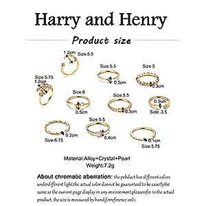 Harry and Henry Boho Gold Stacking Rings for Women Knuckle Rings for Teen Girl Gifts Trendy Stuff Simple Star Moon Flower Rings for Teen Girls Aesthetic Rings Gift for Teen Girls