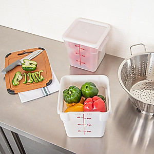 Restaurantware - Met Lux 8 Quart Food Storage Containers, 10 White Storage Containers - Lids Sold Separately, Red Volume Markers, Dishwashable Containers, Side Handles, For Storing Foods