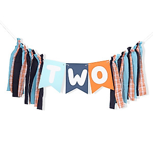 Two High Chair Banner Garland - Boys 2nd Birthday Party Decorations,2nd Birthday Highchair Banner,Baby Cartoon Game Party Decor,Puppy Two Birthday Ribbon Baby Showes