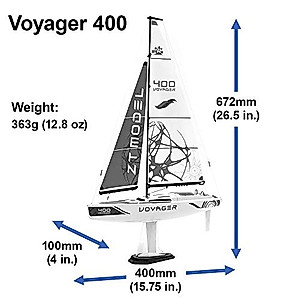 PLAYSTEM Voyager 400 RC Controlled Wind Powered Sailboat in Blue - 26" Tall