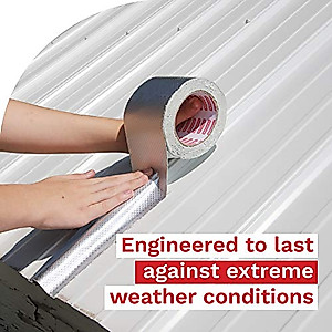 XFasten Super Waterproof Aluminum Butyl Tape, 4-Inch x 16-Foot, Aluminum Foil Tape with Butyl Rubber Adhesive for Window and Metal Roof Flashing, Patching and Gutter Leak Repair
