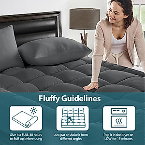 CYMULA Full Size Mattress Topper - Extra Thick Cooling Mattress Pad Cover for Back Pain - Soft Mattress Protector Firm Bed Topper Pillow Top with 8-21 Inch Deep Pocket 3D Snow Down Alternative Fill