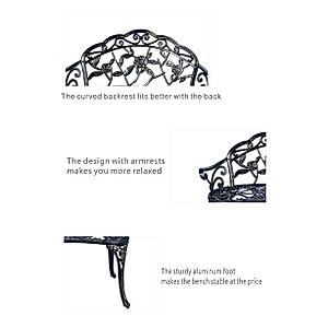 C/G Patio Balcony Bench Double Seat, Anti-Rust Cast Aluminum Patio Garden Bench for Park Yard Outdoor Furniture Copper