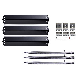 Htanch PN5051 (3-Pack) SA5051 (3-Pack) 18 15/16" Heat Plate and Burner and Hanger Brackets Replacement Parts for Chargriller 3001 3008 3030 4000 5050 5072,5252, 5650,4208 King Griller 3008