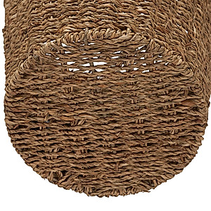 Household Essentials ML-5692 Woven Seagrass Wicker Waste Bin - for Bathrooms and Bedrooms - Natural,Brown,Small