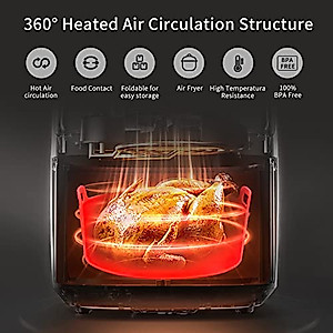 2PCS Round SiliconeAir Fryer Liners 21CM Reusable Fits 3.6 To 6.8QT Air Fryer,air Fryer Silicone Pot Basket Round with Heat-proof Gloves, Air Fryer Basket Deep Oven Accessories (Pink+Red)