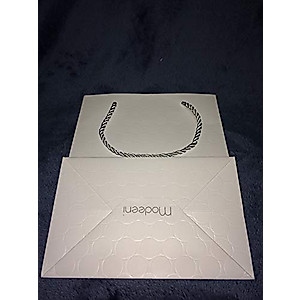 MODEENI White Gift Bags with Handles Medium Size 8x10 Wedding Bags with Silver Handles 12 Bags Pure White Paper Shopping Bags 8x5x10