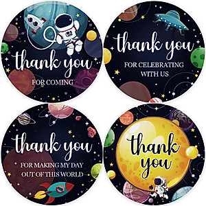 80 Space Thank You Stickers, Rocket Outer Space Astronaut Stickers, Perfect for Kids Baby Shower Birthday Party Favors (2 Inch)