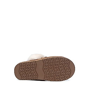 TARRAMARRA Muffin Australian Sheepskin Slippers, Premium Australian Shearling Scuff Slippers Fur Collar Slip-on House Shoes For Women and Men Chestnut US Women 8