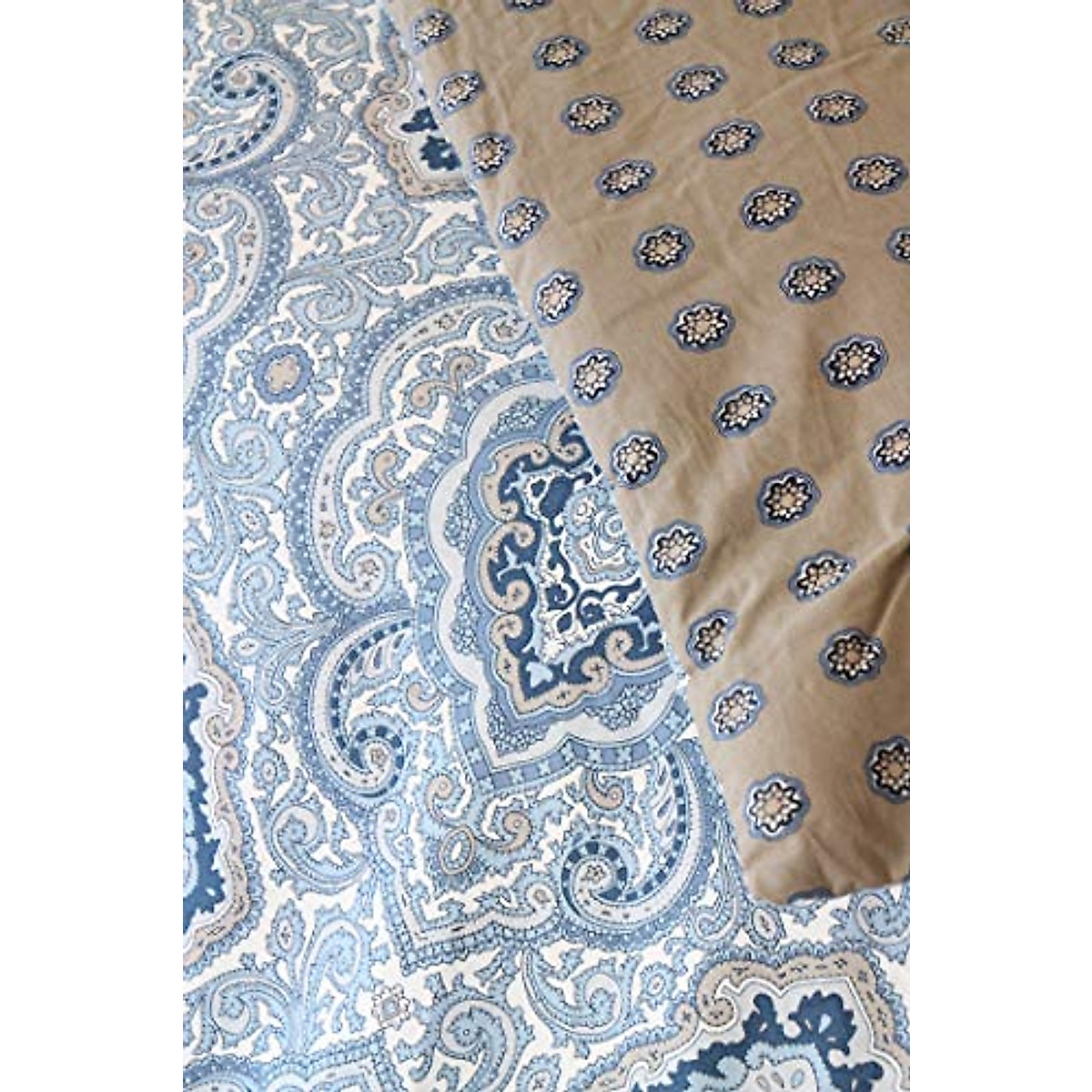 City Scene Duvet Cover Set Reversible Cotton Bedding with Matching Shams, All Season Home Decor, Twin, Milan Blue