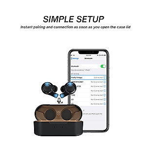 Jabees] Firefly Vintage Bluetooth Wireless Gaming Earbuds - Noise Cancelling Waterproof Headphones with 4 Mic for Call & Music - 40Hr Playtime with Charging Case, Low Latency, aptX, ENC(Black)