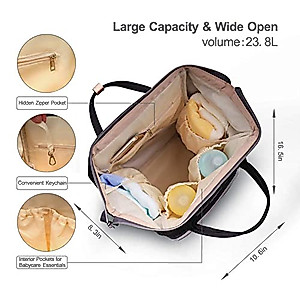 pipi bear Diaper Bag Backpack, Baby Bag for Mom Dad,Multifunction Large Diaper Backpack with Changing Pad,Water Resistant and Durable, Gray Black