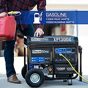 DuroMax XP13000X 13,000-Watt/10,500-Watt 500cc Electric Start Gas Powered Portable Generator w/ CO Alert, Black/Blue