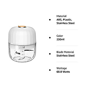 Electric Mini Garlic Chopper, Olrid Mini Chopper Food Processor, Garlic Mincer, for Chop Onion Ginger Vegetable Pepper Spice Meat, Baby Food (250ml)