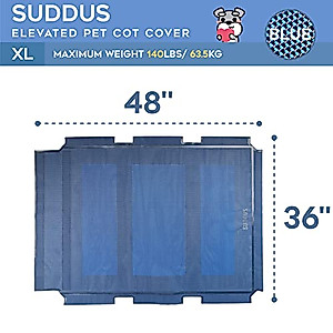 SUDDUS Elevated Dog Bed Replacement Cover, Raised Dog Bed Chew Proof Easy to Clean, Breathable Elevated Pet Bed is Suitable for Indoor and Outdoor Use. Dog Cot are Not Included (XL/ Blue)
