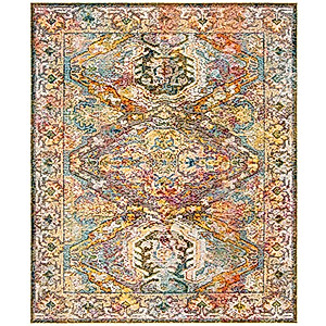 SAFAVIEH Crystal Collection 8' x 10' Light Blue/Orange CRS516A Boho Chic Oriental Distressed Non-Shedding Living Room Bedroom Dining Home Office Area Rug