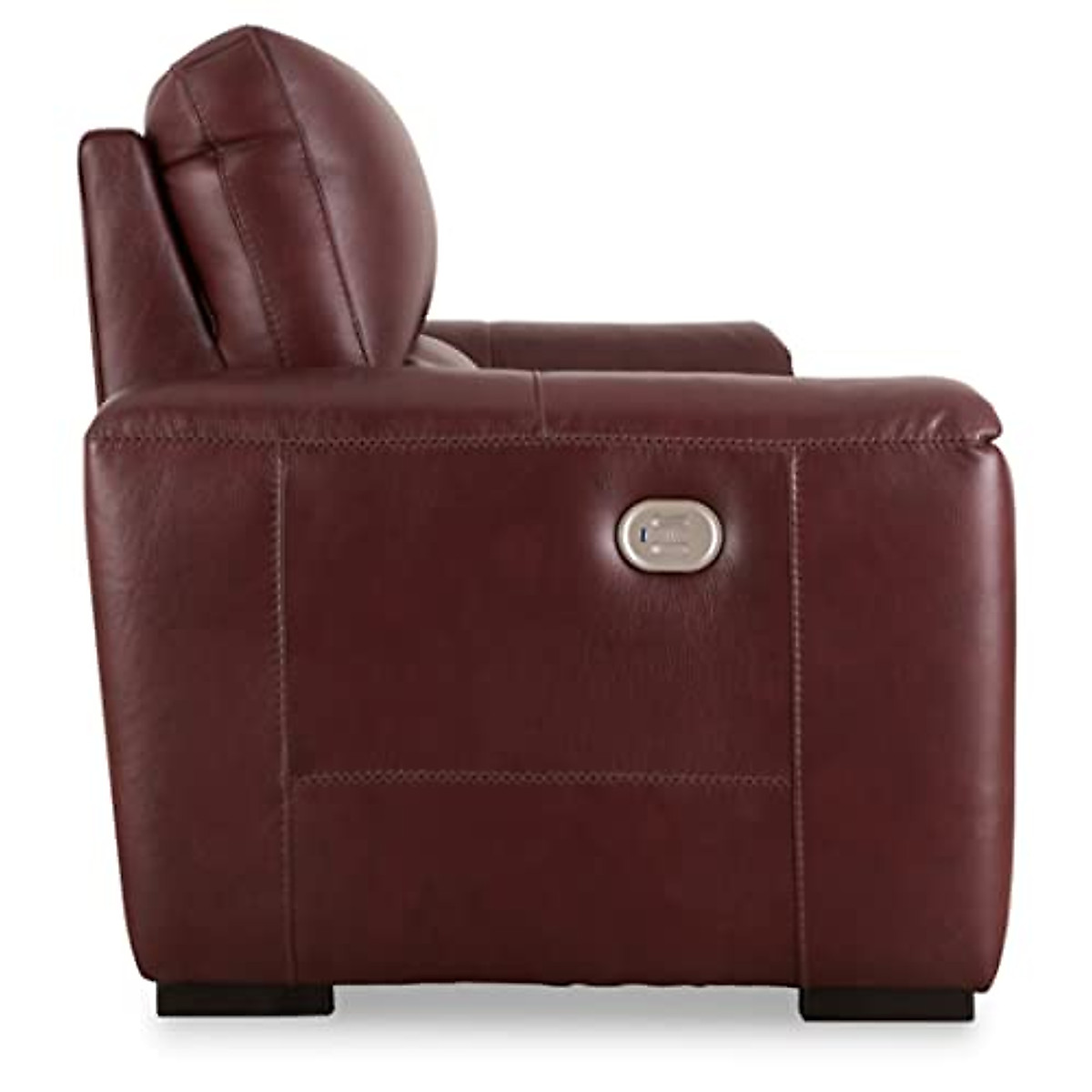 Signature Design by Ashley Alessandro Contemporary Leather Power Reclining Sofa with Adjustable Headrest, Red