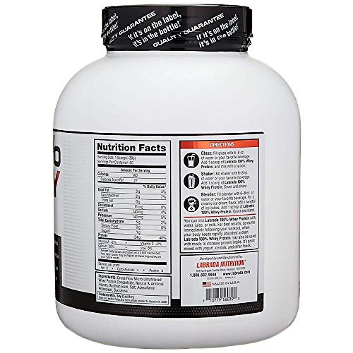 Labrada Nutrition 100% Whey Protein Powder, Strawberry, 4.13 lb