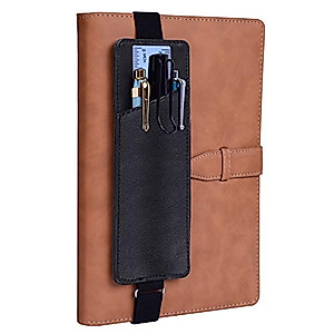 Wisdompro Adjustable Elastic Band Pen Holder, 2 Packs PU Leather Pencil Holder, Pen Sleeve Pouch, Fits for 8" to 11.5" Hardcover Journals, Notebooks, Planners, iPad - Black