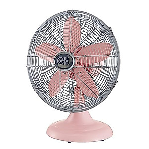 Good Housekeeping All-Metal 12" Retro Table Fan, Pink