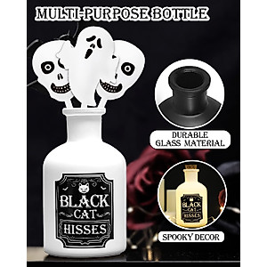 Halloween Centerpieces Potion Bottles with Cork Stopper Black and White Halloween Party Hocus Pocus Glass Tiered Tray Jar Decorations Spooky Mini Vases decor for Indoor Table Living Room Set of 3